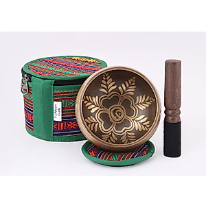 Full Moon Craft's Spiral Tibetan Singing Bowl Set for Yoga, Meditation, Mindfulness, Easy to Learn and Best for Gift