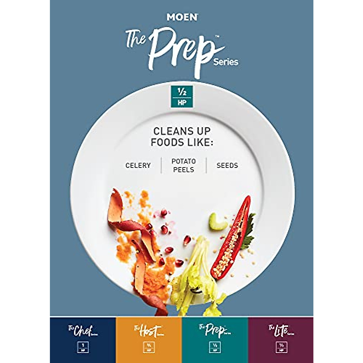 Moen GXP50C Prep Series PRO 1/2 HP Continuous Feed Garbage Disposal, Power Cord Included