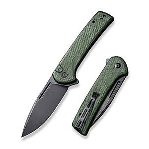 CIVIVI Pocket Knife for EDC, Conspirator Button Lock Folding Knife 3.48" Nitro-V Blade, Green Micarta Handle C21006-2