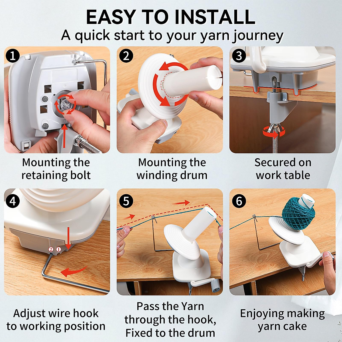 SPEENSUN Yarn Winder, Yarn Ball Winder, Easy-to-Install Efficiently Yarn Cake Winder Make Neat 3.5 oz Yarn Cake with Lower Noise, Yarn Winder for Crocheting for Crochet and Knitting Enthusiasts