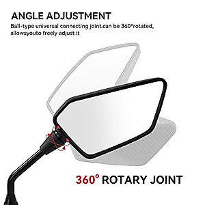 Esploratori ATV Mirror, Side Rearview Mirrors for Bike Motorcycle ATV Scooter Cruiser with 8mm 10mm Bolt, 7/8" Handle Bar Mount Clamp Compatible with Suzuki Yamaha Honda Kawasaki Victory and More