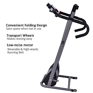 Goplus 1100W Electric Folding Treadmill, with LCD Display and Heart Rate Sensor, Compact Running Machine for Home