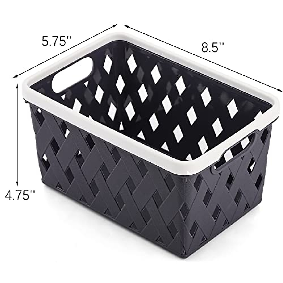 Yesland 9 Pack Plastic Storage Basket Bins, 8.5 x 5.8 x 4.8 Inch Organizing Book Bins Baskets with Handle, Small Stackable Plastic Basket for Classroom or Home Organizing - Blue, White, Grey