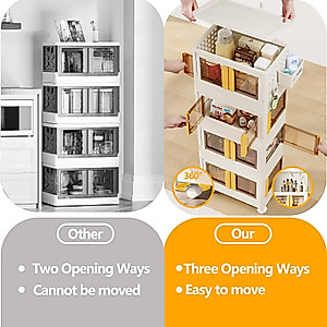 Storage Bins Containers Box with Lids - 27.5QT Plastic Clear Organizer Bins for Closet, Stackable Foldable Storage Bin with Wheels Handle, Collapsible Containers for Organizing Toys Clothes, 4 Pack