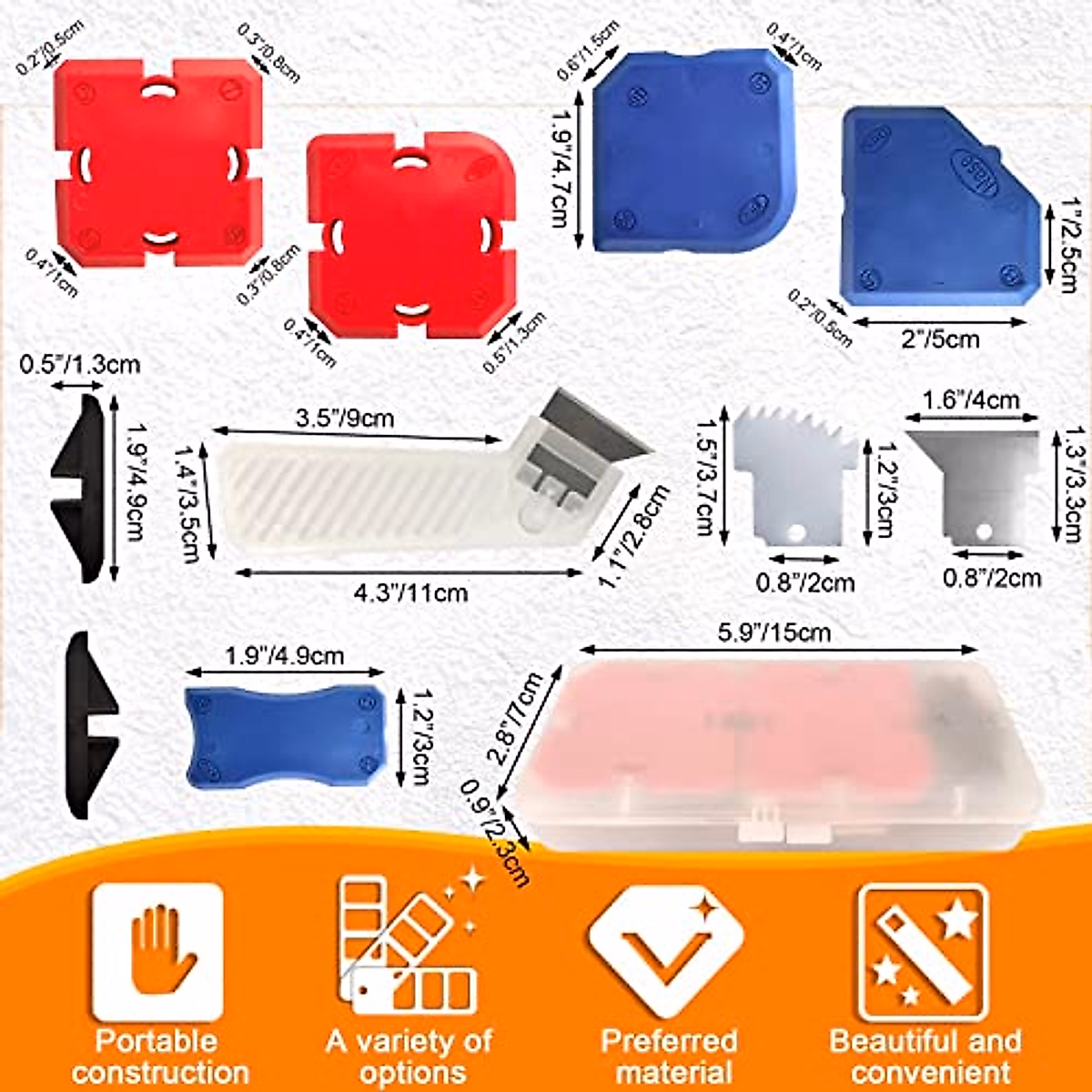 Silicone Profiling Kit7,Silicone Caulking Tools,Professional Caulking Tool Kit with Sealant Finishing Tools and Caulk Removal Tools