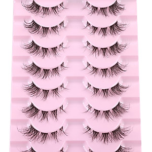 Bottom Lashes Natural False Eyelashes Wispy Lower Mink Lashes Natural Look Clear Band Under Fake Eyelashes Extension DIY Cosplay Eye Lashes Pack 6mm Soft Light Reusable Lash Strip 7 Pairs
