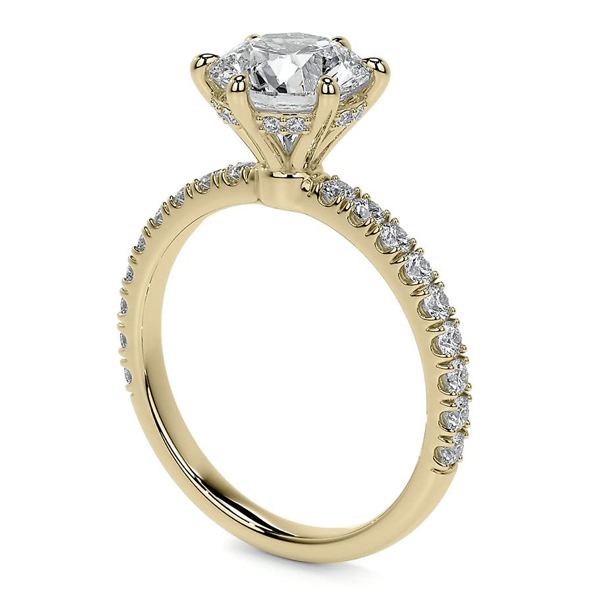 10K Solid Yellow Gold Handmade Engagement Ring 3.00 CT Round Cut Moissanite Diamond Solitaire Wedding/Bridal Ring Set for Women/Her, Fancy Rings Gift for Her