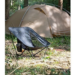 iClimb Low Ultralight Compact Camping Folding Chair with Side Pocket and Carry Bag (Green)