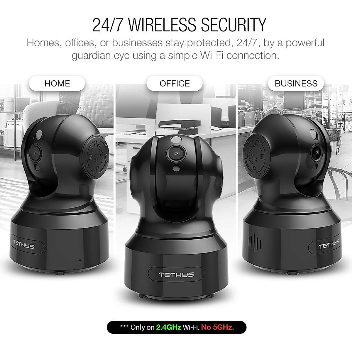 TETHYS Wireless Security Camera 1080P Indoor [Work with Alexa] Pan/Tilt WiFi Smart IP Camera Dome Surveillance System w/Night Vision,Motion Detection,2-Way Audio,Cloud for Home,Business, Baby Monitor