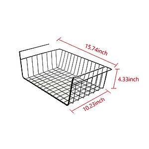 Hizibesty Under Shelf Basket, 2 Pack Under The Cabinet Shelf Rack Organizer Storage Rack for Home Closet ffice Organization Black