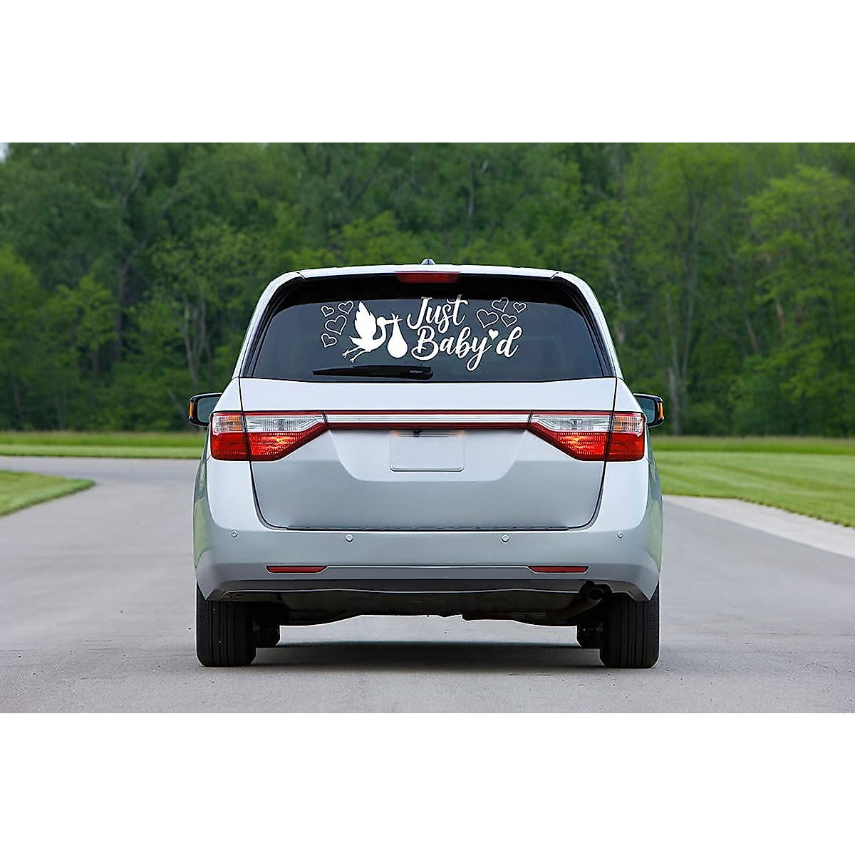 Just Baby'd - Welcome Baby Banner for Leaving Hospital, Baby's First Car Ride Sticker - Celebration & Commemoration, Rear Window Decal Kit - Easy Configuration