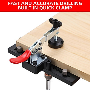 GOINGMAKE Metal Concealed Hinge Jig with Quick Clamp and Dust Vacuum Adapter Concealed Door Hinge Jig 35mm Cabinet Hinge Jig Hinge Hole Drilling Jig for Woodworking Door Cabinet Hinges Mounting Tool