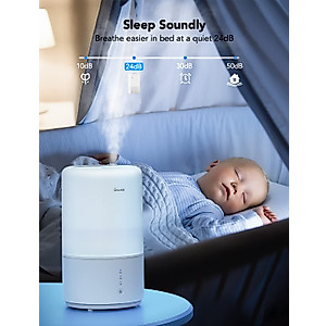 Govee Smart WiFi Humidifiers for Bedroom, Top Fill Cool Mist Humidifiers for Baby and Plants, Work with Alexa, Auto Humidity Adjustment, 24 dB Super Quiet, Essential Oil Diffuser, 24H Timer, 3L
