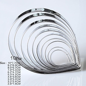 OTATEAN Cookie Cutters Food-Grade Stainless Steel Leaves Cookie Cutters Tear Shape Mold Pastry Baking Mould Raindrop Shape Cutter Set for Sugar, Cake, Pies, Snacks, Donuts, Bread Decoration (10 sets)