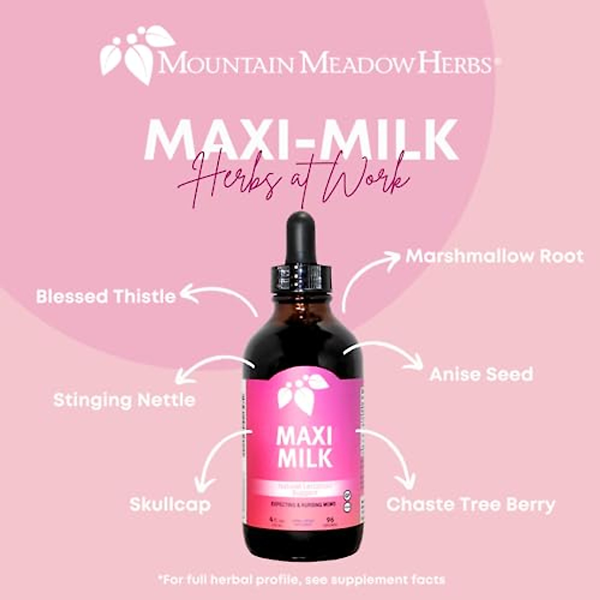 Mountain Meadow Herbs Maxi-Milk - 4 oz - All Natural Liquid Lactation Supplement to Increase Milk Supply for Breastfeeding Moms