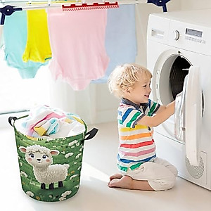 Laundry Hamper Cute Cartoon Sheep Freestanding Laundry Basket Thickened Waterproof Collapsible Clothes Hamper Storage for Clothes Toys Dorm And Family