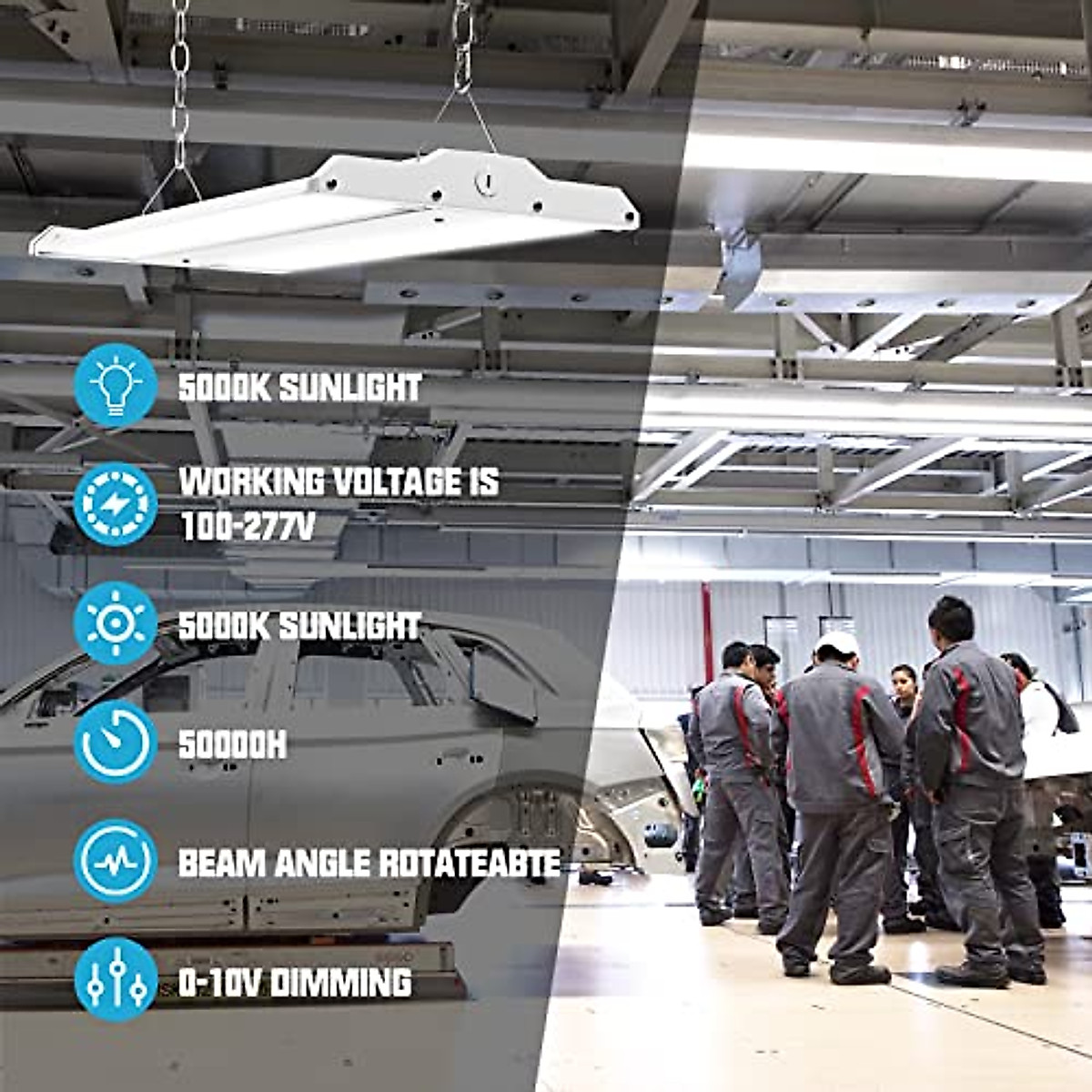 WEINATECH 2FT LED Garage Lights Shop Light LED Dimmable,100W 5000K Daylight Beam Angle Adjustable Linear High Bay Lights,Led Shop Lights for Workshop,Warehouse,Garage,Workbench,Supermarket(1 Pack)