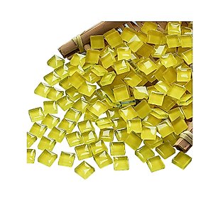 Mosaic Tiles Squares Dark Yellow Crystal Mosaic Glass Tile for Crafts Bulk DIY Picture Frames Handmade Jewelry Coasters Art Material Decoration,1x1cm,100 Pieces