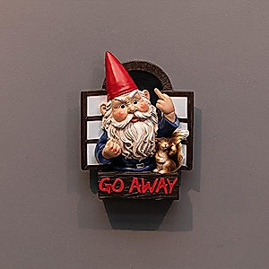 Kuti Cute and Funny Garden Gnomes Grumpy Gnomes Statue Garden Sculpture Gnomes Outdoor Fun Lawn Gnomes Decoration Fairy Garden Decorative Wall Panels (Go Away)