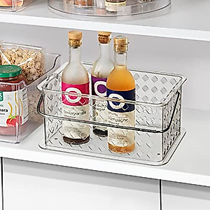 Oggi Clear Stacking Storage Basket with Handle, Large-14"x9"x5"