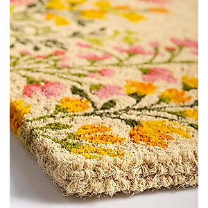 Vivaterra Spring Garden Coir Door Mat, 30" W x 18" D x 1" H, Natural Coir Entrance Doormat, Thick for Outdoor, Entry, Patio, Front Door Mat, Cheery Eco-Friendly Welcome Mat
