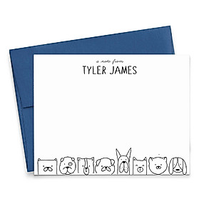 Personalized Dog Stationary for Boys or Girls, Personalized Thank You Cards for Kids, Dog Stationary, Your Choice of Colors and Quantity