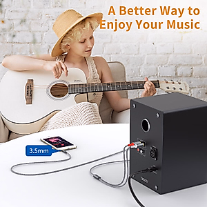 MCSPER RCA to 3.5mm AUX Cable, (6.6 Feet) 3.5 mm 1/8 to RCA 2-Male Headphone Jack Adapter Splitter Premium Stereo Audio Cord for Connects a Smartphone, Tablet, HDTV