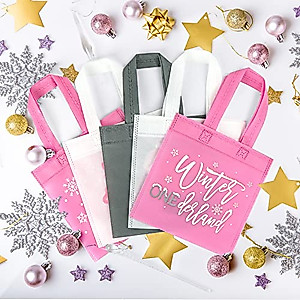 20Pcs Winter Onederland Party Favor Bags, Non-Woven Snowflake Gift Treat Bags Snowman Candy Bag Winter Wonderland Party Bag for Winter Baby Shower Decoration Winter First Birthday Party Supplies