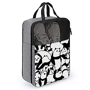 Frcavbin Lovely Panda Travel Shoe Bag Shoes Carrier with Handle and Zipper Foldable Shoe Puches Organizer for Home storage School starts