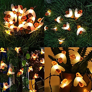 Solar Bee String Lights 2 Pack Each 23Ft Total 100 LED Solar Bee Fairy Lights 8 Modes Copper Wire Lights Waterproof Outdoor String Lights for Garden Patio Gate Yard Party Wedding Indoor Bedroom