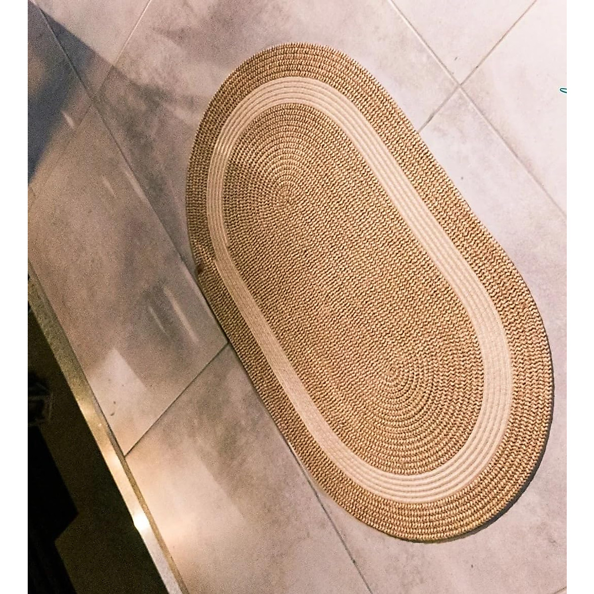 Tly Home-Beige Striped-Jute Door mat Rug -Jute Mats 19.6 x 31.50 Inches -Naturel Mats-Patterned Door Front-Bath Mat-Rug Mats Natural-Balcony mats-Gift- Houseware-Home Decore-Natural Welcome Doormat