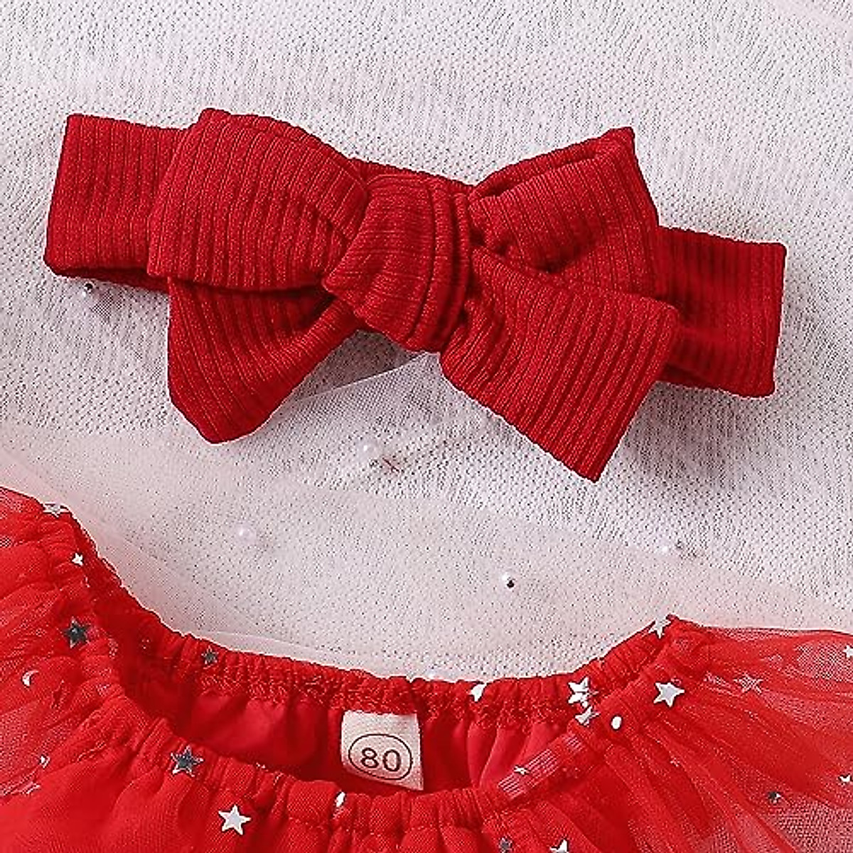1-5T Baby Girl Sequins Dress Christmas Toddler Clothes Girl Two Piece Outfit Casual Tulle Tutu Dress + Headband Set (A Red, 4-5 Years)