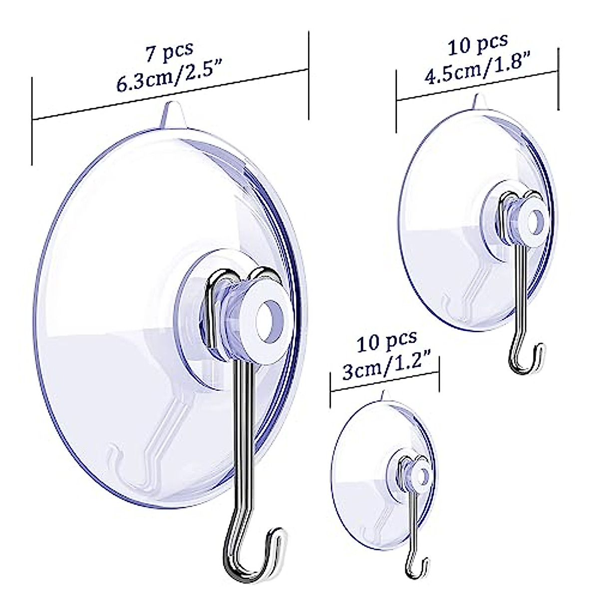 DSMY - 27 Packs Suction Cup Hooks,Home Kitchen Bathroom Suction Hooks,Window Suction Cups with Hooks Wall Hooks for Glass Towel Keys Ballons Party