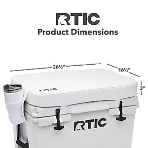 RTIC Cooler Seat Cushion Compatible Hard Coolers, Great for Family Travels, Boating Or Hunting, Easy Clean Vinyl, Buckle Fastening and Anti Slip, 45