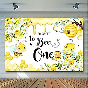 Avezano So Sweet to Bee One Party Backdrop for First Bee-Day Bee 1st Birthday Party Decorations Photography Background Bumblebee Honey Bees First Party Photoshoot (7x5ft)