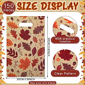 ReliThick 150 Pcs Fall Party Favor Bags Bulk Maple Leaves Goody Bags Autumn Treat Bags with Handles for Fall Thanksgiving Theme Party Favor Supplies