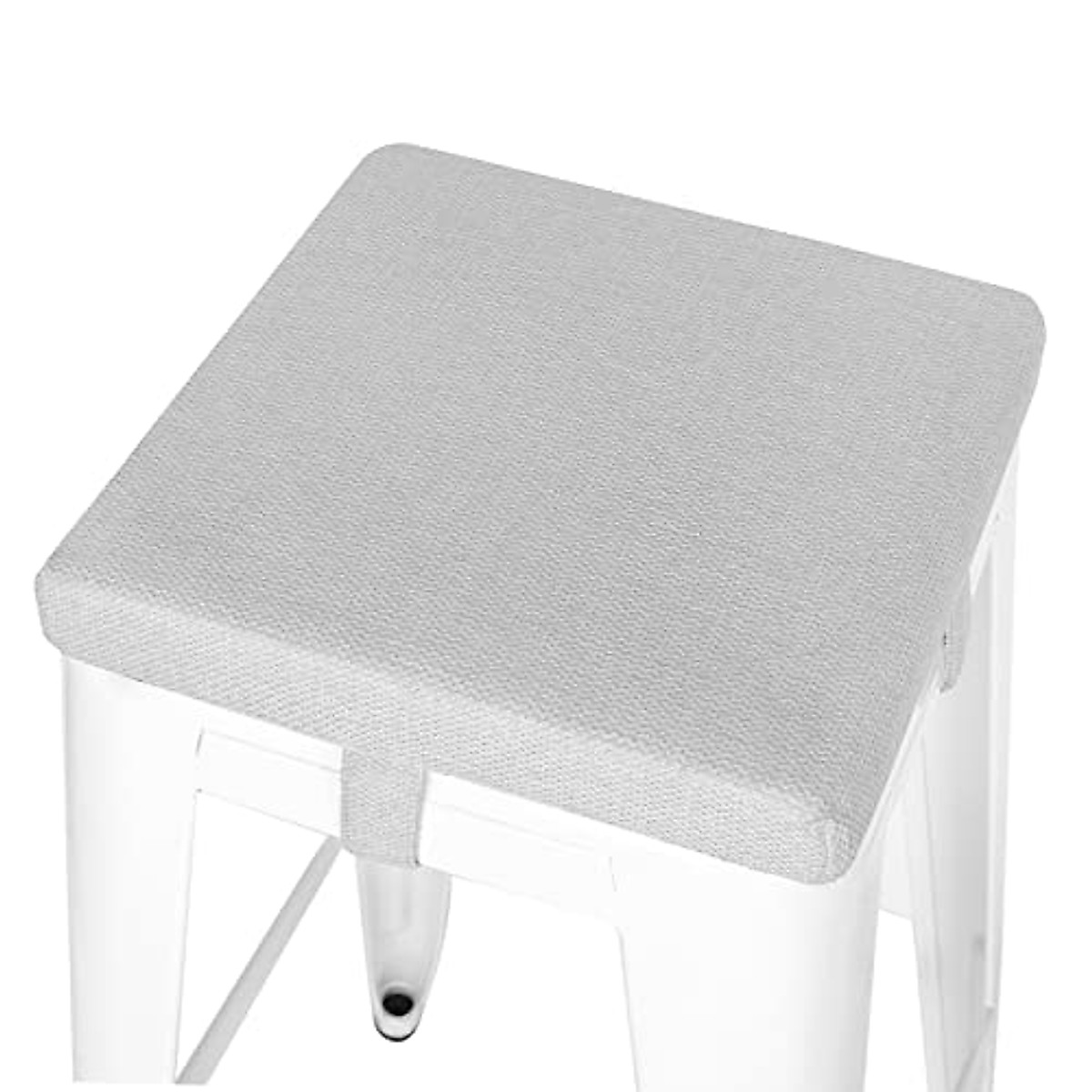 Tromlycs 12x12 Chair Cushion Bar Stool Square Seat Cushion with 4 Velcro Straps Slip Resistant Textured Wooden Metal Small Bar Stool Cover - Gray and White (1 Pack)