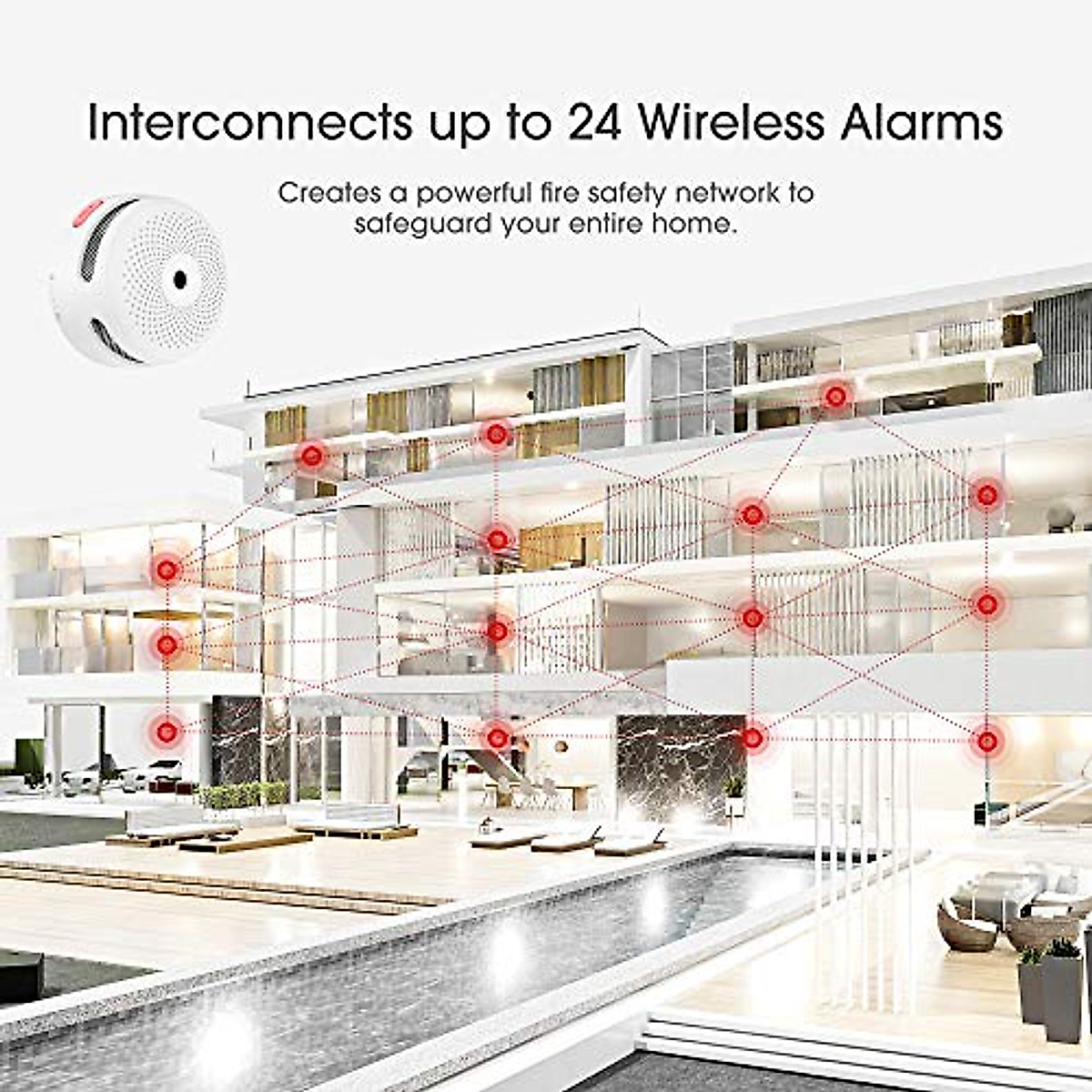 X-Sense Wireless Interconnected Smoke Detector Battery Powered Fire Alarm with Over 820 feet Transmission Range, XS01-WR Link+, 6-Pack