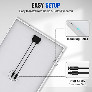ECO-WORTHY 240Watts Solar Panels (2pcs 12V 120Watt) High Efficiency Monocrystalline Solar Panel Generates 1.0KWH/Day for RV Shed Motorhome Campervan Boat