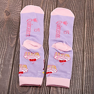 PXTIDY Quinceañera Socks 15th Teenager Birthday Gift Quinceanera Girl Sweet 15 Gift Fifteen Gift for 15 Year Old Girl