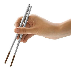Kikkerland Collapsible Travel Chopsticks,Silver