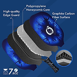 niupipo Pickleball Paddles, USA Pickleball Approved Pickleball Paddles Set of 2, Carbon Fiber Face, Polypropylene Honeycomb Core,Pickleball Rackets with 4 Balls and 1 Pickleball Bag