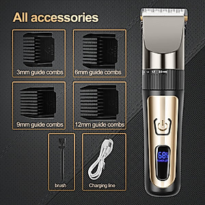 LVAINIT Hair Clippers for Men, Cordless LCD Rechargeable Hair Trimmer Beard Trimmer for Men, Men's Grooming Kit for Hair, Face, Beard, Professional Electric Barber Clippers