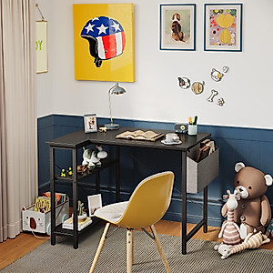 Cubiker L Shaped Desk, 40" Computer Desk with Reversible Storage Shelves Home Office Corner Desk Study Writing Gaming Table, Black