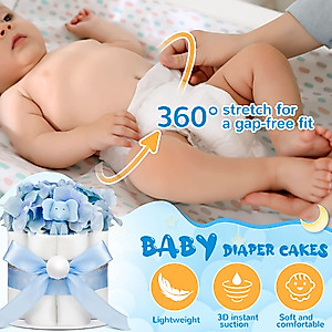Diaper Cake for Baby Boy and Girl Elephant Crown Diaper Cake Supplies Gender Neutral Baby Diaper Cakes Cute Decorated Baby Shower Diaper Cakes for Newborn Baby Birthday Party (1 Tier, Elephant Style)