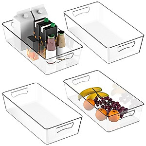 Simple Houseware 4PK XL Size Kitchen Bin Organizer, 15" x 8.4" x 3.75", Clear