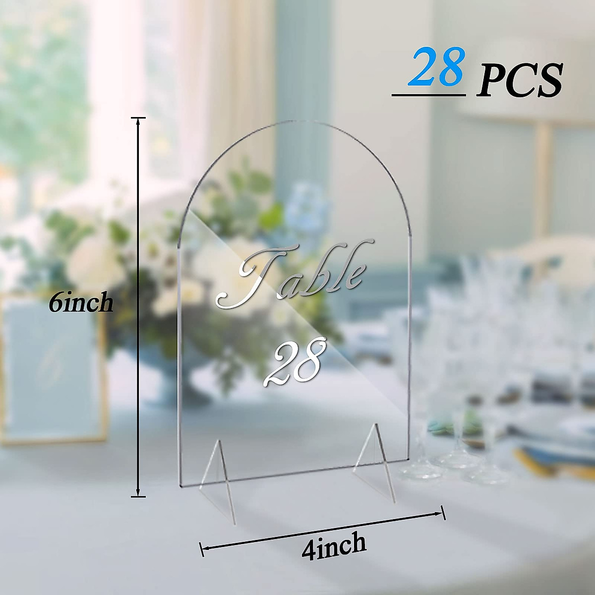 Wedding Table Numbers, MIUYFcai 28 pcs Acrylic Table Numbers for Wedding 4x6 Inch, Sign and Holder, Perfect for Wedding, Reception, Centerpiece Decoration, Event, Party