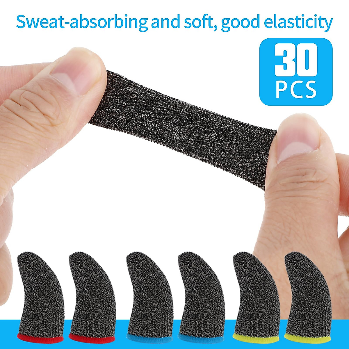 Ouligay 30PCS Finger Sleeves for Gaming Breathable Finger Sleeve Gloves for Gaming Finger Thumb Sleeves Set Gamer Thumb Sleeves Finger Covers Dedales Para Dedos Gamer for Mobile Phone Game