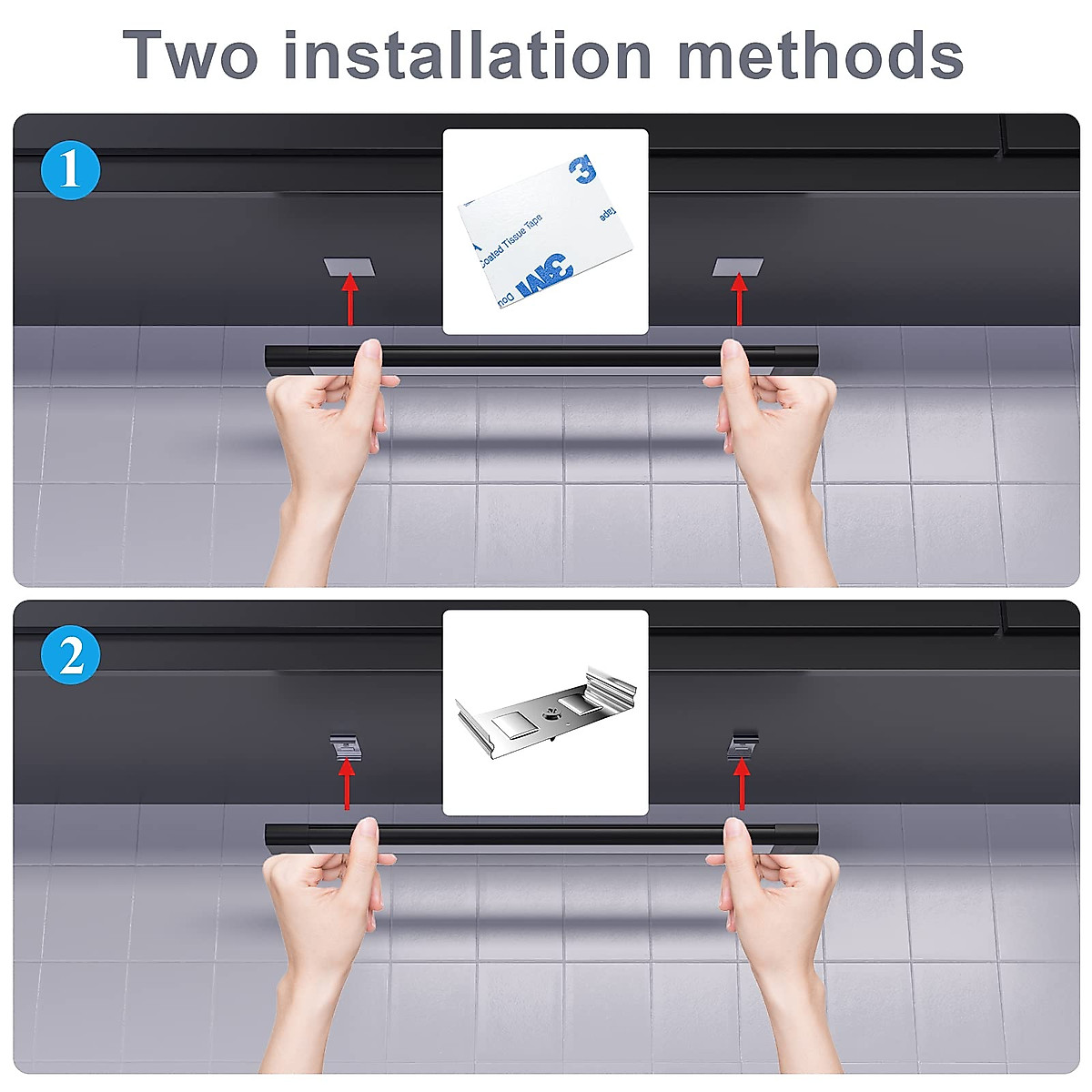 WOBANE Under Cabinet Lighting, 12inch Plug in LED Light Bar with ETL Adapter, Hand Wave Sensing, Dimmable Cabinet Lights Kit for Kitchen,Shelf,Bookcase,Display,Counter, 6000K White,Super Bright,Black