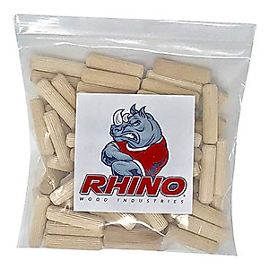 100 Pack 3/8" x 1 1/2" Wooden Dowel Pins Wood Kiln Dried Fluted and Beveled, Made of Hardwood